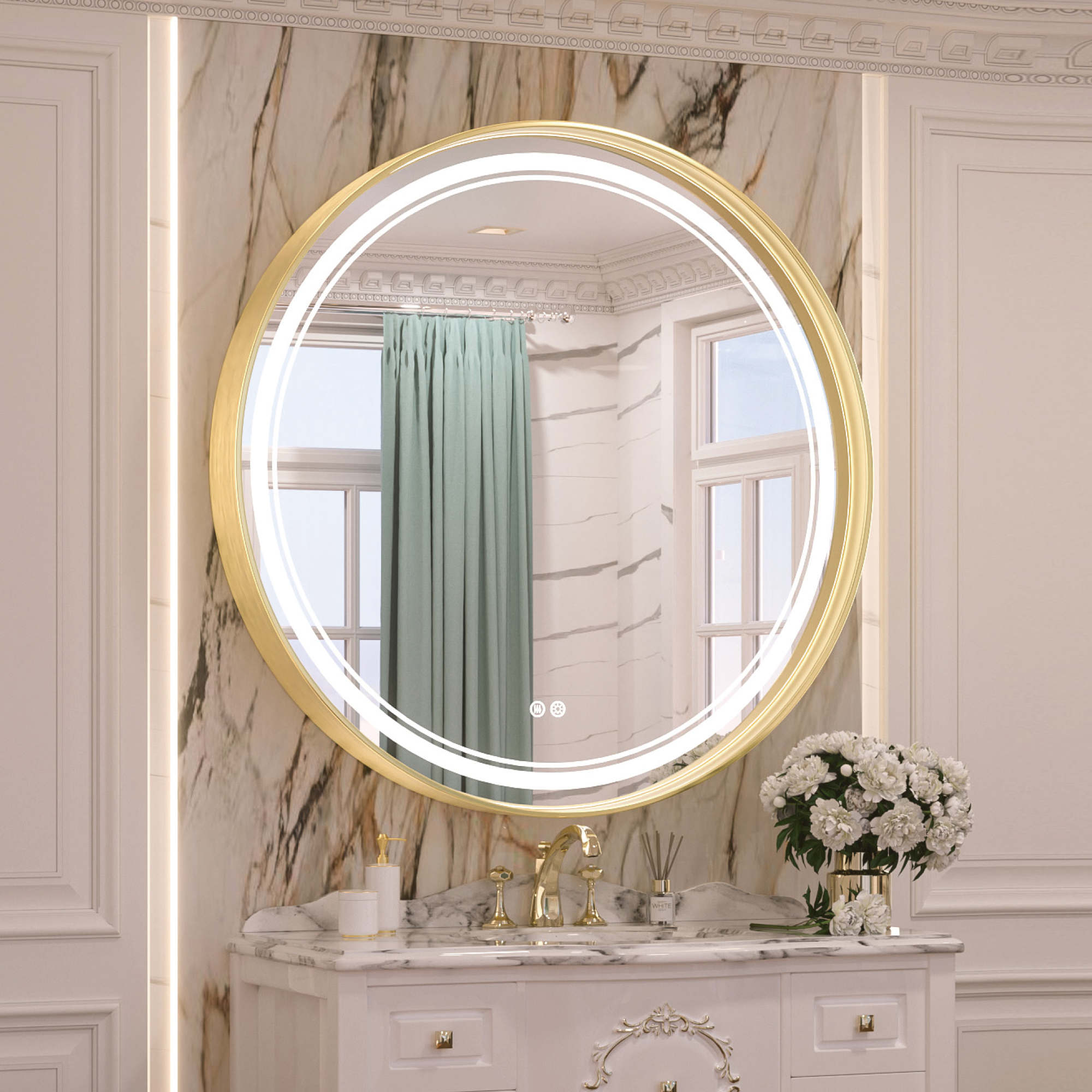 Frontlit Round LED Mirror - Gold - Leading Manufacturer Of LED Mirror